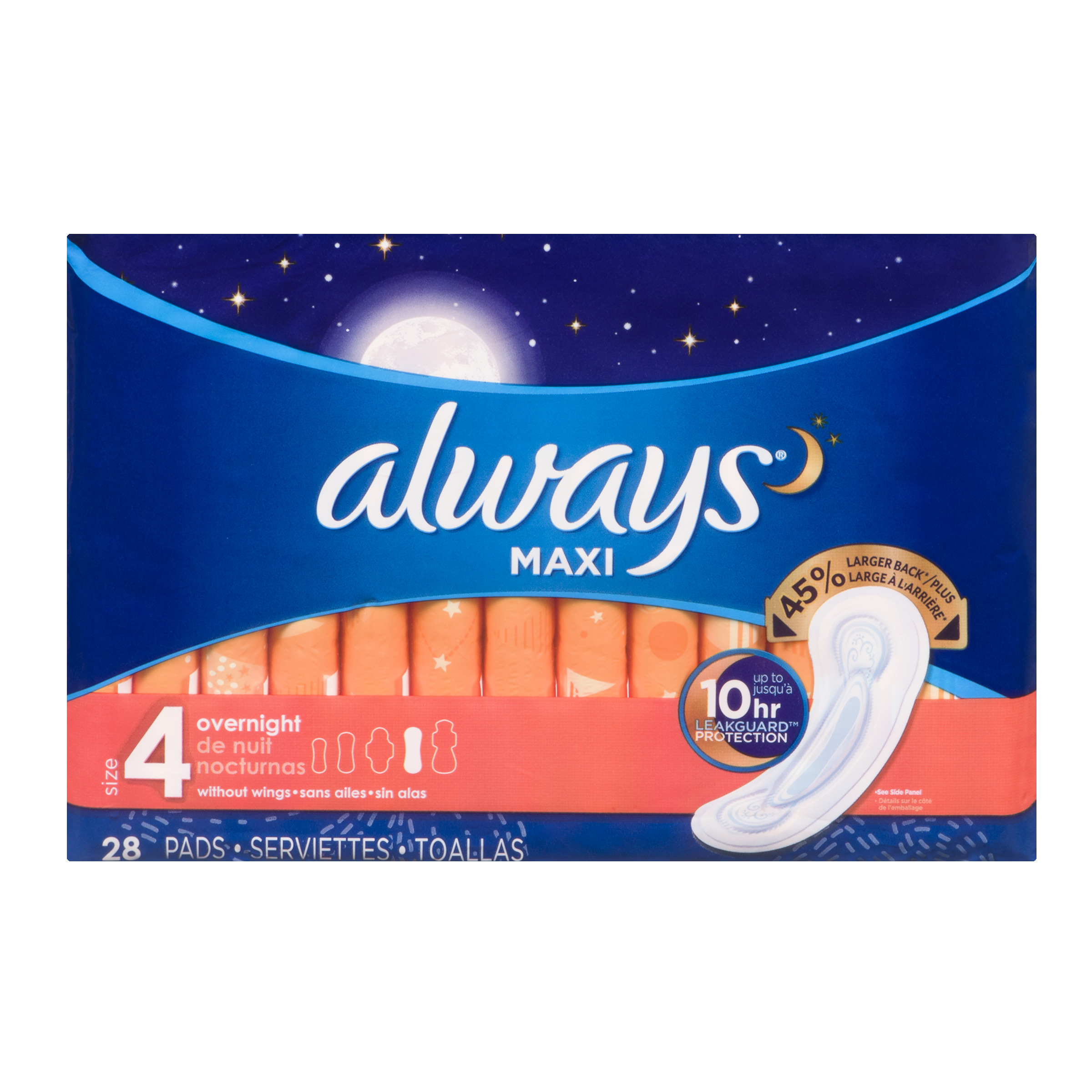 Buy Always Maxi Overnight Pads Size 4 without Wings 28 Count | Safeway ...