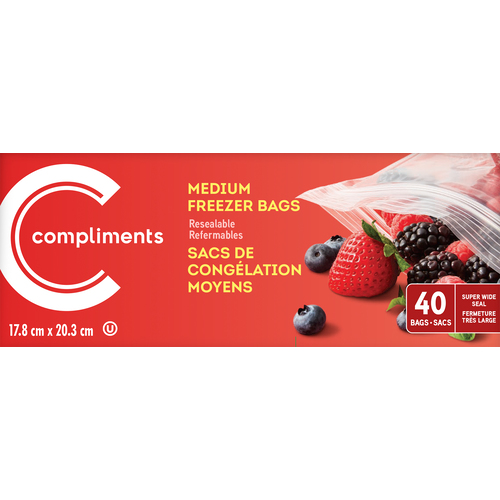 Buy Compliments Freezer Bags Medium 40 Count | Sobeys Inc.