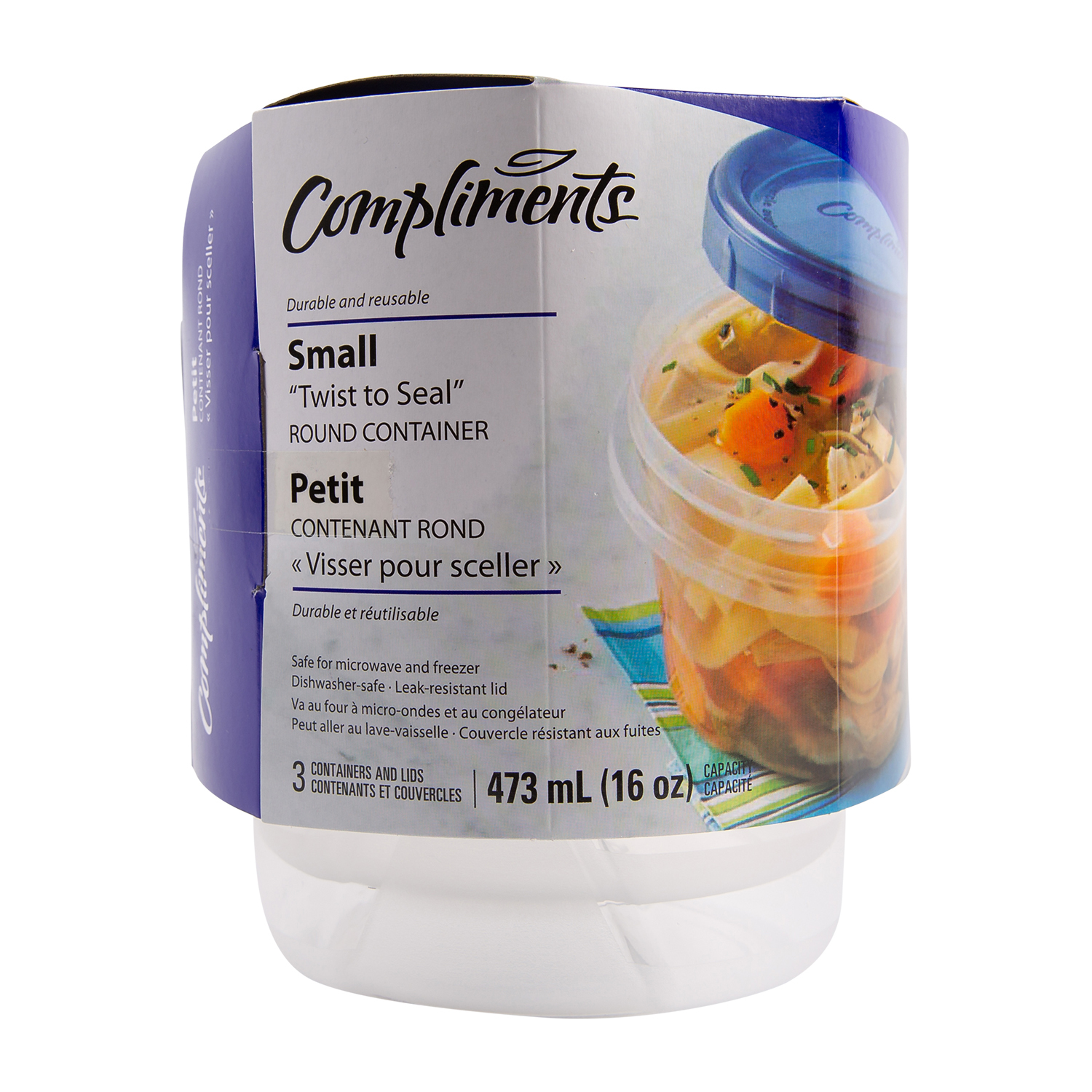 Buy Compliments Containers Small Twist Lock Round 3 Count | Safeway Canada