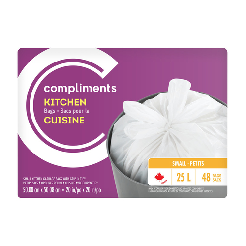 Buy Compliments Kitchen Bags Unscented Small 25 L 48 Bags | FreshCo