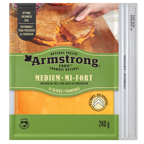 Buy Armstrong Sliced Cheese Medium Cheddar 12 Slices 240 g | Sobeys Inc.