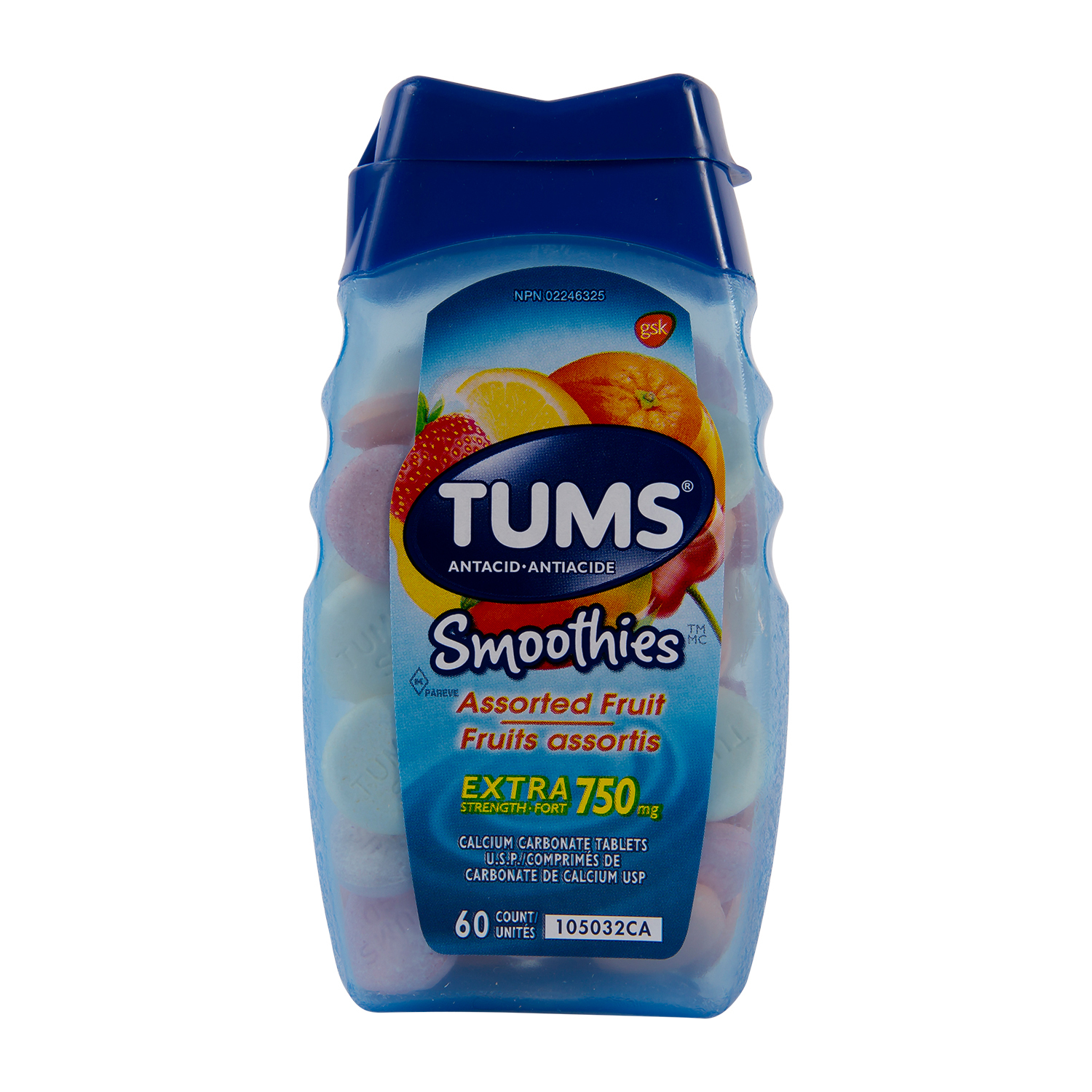 Buy Tums Smoothies Extra Strength Fruit 750 mg 60 Count | FreshCo