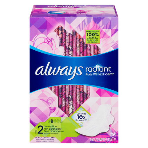 Buy Always Radiant Pads Heavy Flow 36 Count | Sobeys Inc.