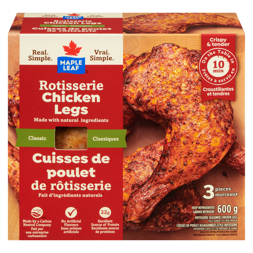 Buy Maple Leaf Chicken Legs Cooked Rotisserie 3 Pieces 600 g | FreshCo