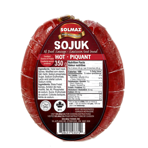 Buy Solmaz Sojuk Beef Sausage Hot 350 g | FreshCo
