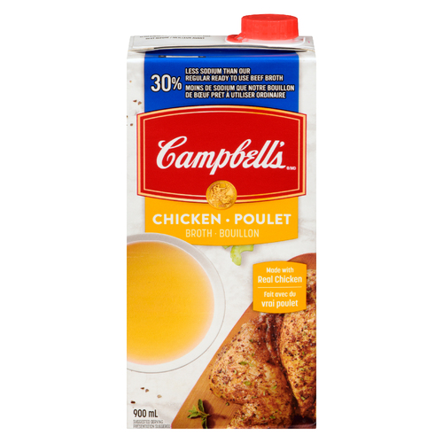 Buy Campbell's Broth 30% Less Sodium Chicken 900 ml | FreshCo