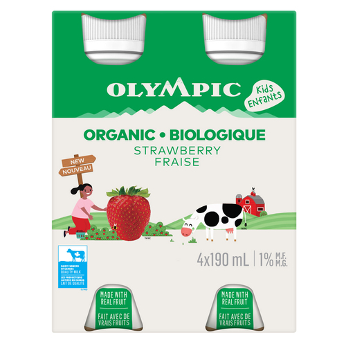 Buy Olympic Kids Organic Drinkable Yogurt Strawberry 4 x 190 ml ...