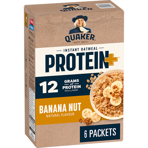 Buy Quaker Protein+ Instant Oatmeal Banana Nut 6 Packets 366 g | Sobeys ...