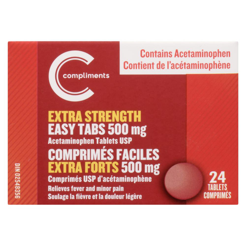 Buy Compliments Acetaminophen Tablets Extra Strength Easy Tabs 500 mg ...