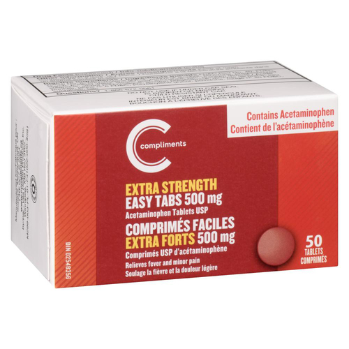 Buy Compliments Acetaminophen Tablets Extra Strength Easy Tabs 500 mg ...