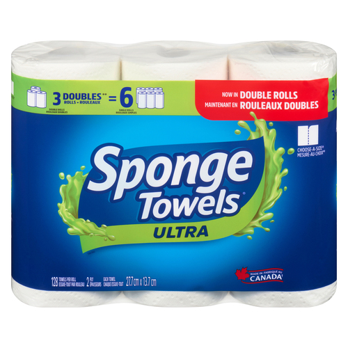 Buy Sponge Towels Paper Towel Ultra 2-Ply 3 Double Rolls x 128 Sheets ...