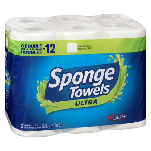 Buy Sponge Towels Paper Towel Ultra 2-Ply 6 Double Rolls x 128 Sheets ...