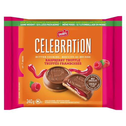 Buy Leclerc Celebration Milk Chocolate Coated Cookies Raspberry Truffle ...