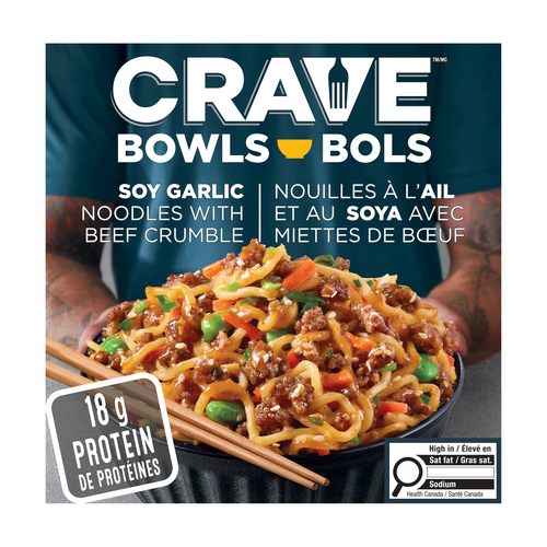 Buy Crave Frozen Noodle Bowl Soy Garlic With Beef Crumbles 340 g ...