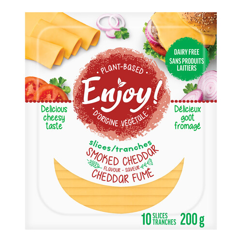 Buy Enjoy Plant Based Sliced Cheese Smoked Cheddar 10 Slices 200 g ...