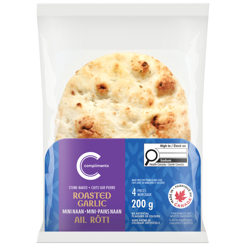 Buy Compliments Naan Mini Roasted Garlic 200 g | Safeway Canada