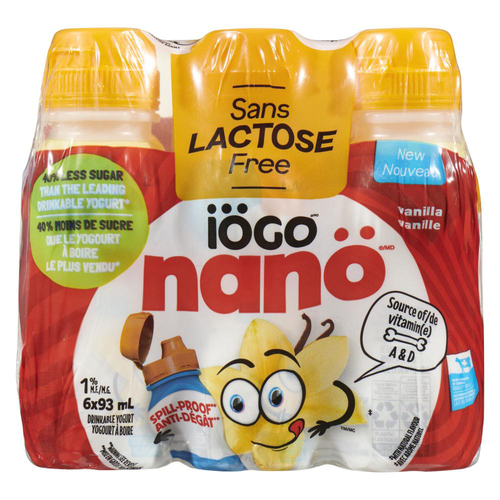 Buy Iogo Nano Lactose-Free Drinkable Yogurt Vanilla 6 x 93 ml | FreshCo