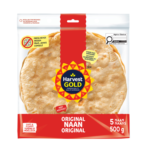 Buy Harvest Gold Premium Quality Naan Original 5 Pack 500 g | FreshCo