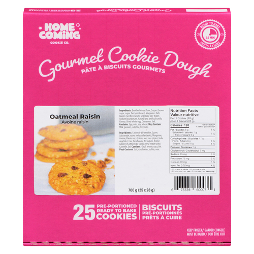 Buy Homecoming Cookie Frozen Gourmet Cookie Dough Oatmeal Raisin 700 g ...