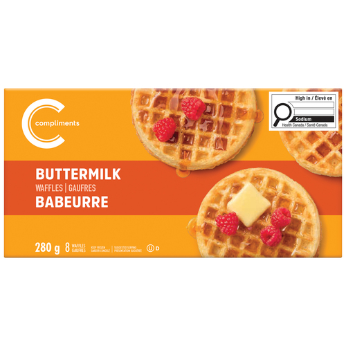Buy Compliments Frozen Waffles Buttermilk 8 Pack 280 g | Sobeys Inc.