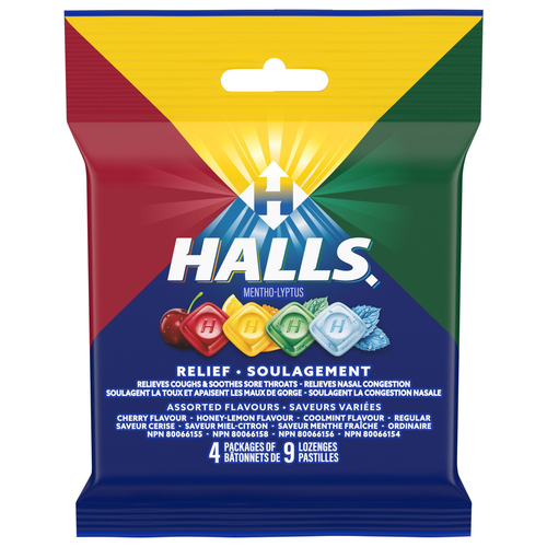 Buy Halls Mentho-Lyptus Cough Drops Assorted Flavours 4 Packs Of 9 ...