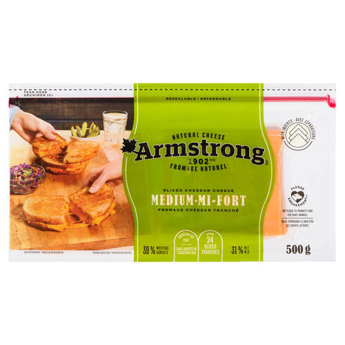 Buy Armstrong Sliced Cheese Medium Cheddar 24 Slices 500 g | Sobeys Inc.