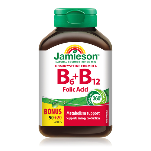 Buy Jamieson Supplements B6 & B12 Folic Acid Tablets 110 Count ...