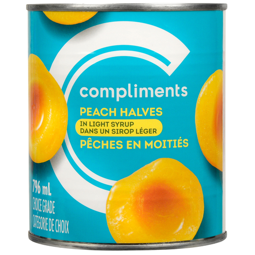 Buy Compliments Canned Peach Halves In Light Syrup 796 ml | Sobeys Inc.