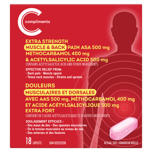Buy Compliments Pain ASA 500 mg Muscle And Back Extra Strength Caplets ...