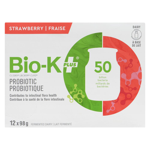 Buy Bio-K Plus Probiotic Fermented Milk Strawberry 12 x 98 g | Sobeys Inc.