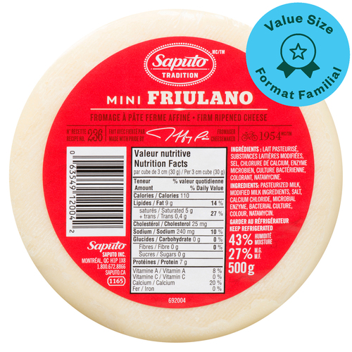 Buy Saputo Cheese Mini Friulano 500 g | FreshCo