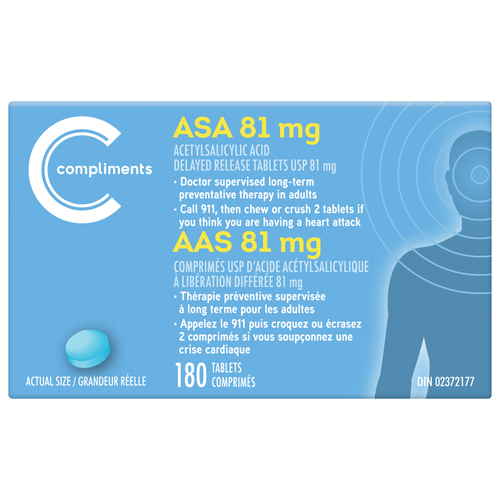 Buy Compliments ASA 81 mg Tablets 180 Count | Sobeys Inc.