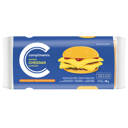 Buy Compliments Thick Sliced Process Cheese Cheddar 14 Slices 400 g ...