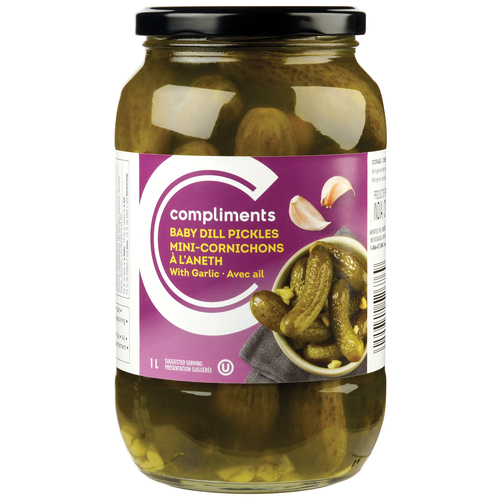 Buy Compliments Baby Dill Pickles Garlic 1 L | Foodland