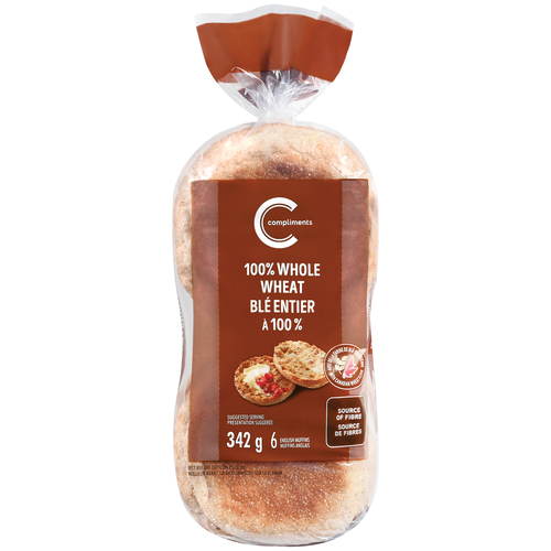 Buy Compliments English Muffins Whole Wheat 342 g | Sobeys Inc.