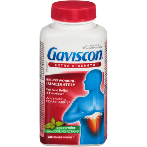 Buy Gaviscon Antacid Extra Strength Chewable Tablets Peppermint 60 EA ...