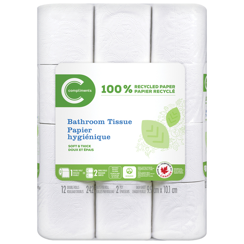 Buy Compliments Toilet Paper Green Care 2-Ply 12 Rolls x 242 Sheets ...