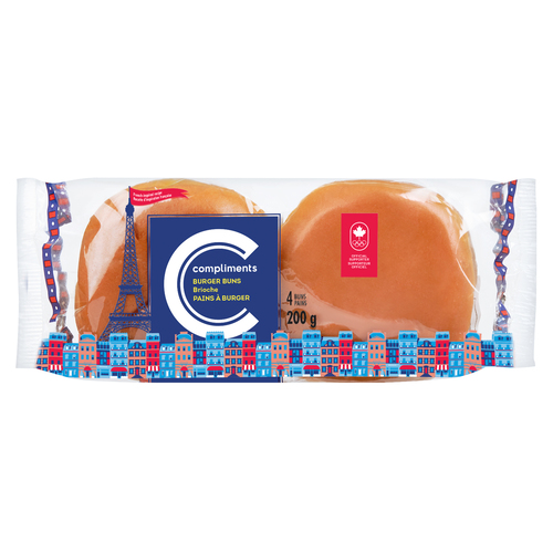 Buy Compliments Brioche Frozen Burger Bun 4 Pack 200 g | Sobeys Inc.
