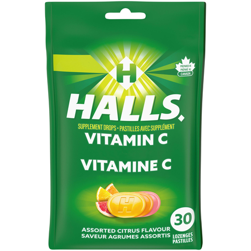 Buy Halls Supplement Drops Vitamin C Assorted Citrus 30 Lozenges ...