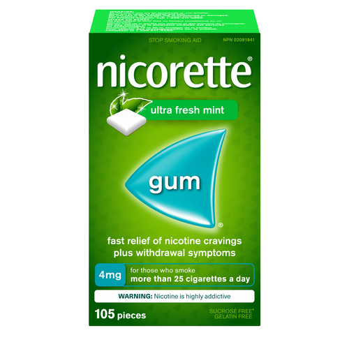 Buy Nicorette Anti Smoking Aid 4 mg Nicotine Gum Ultra Fresh Mint 105 ...