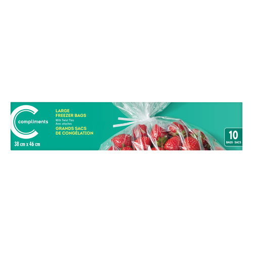 Buy Compliments Freezer Bags Large With Twist Tie 10 Count | FreshCo