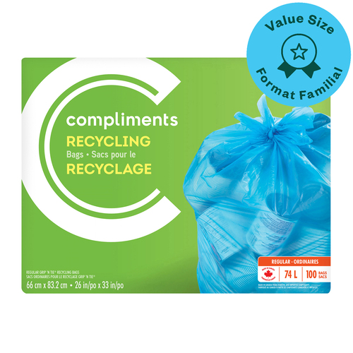 Buy Compliments Recycling Bags Regular 74 L 100 Bags | FreshCo