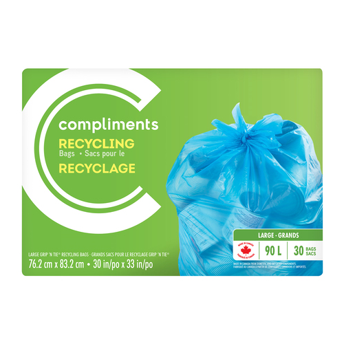 Buy Compliments Grip N Tie Recycling Bags Large 90 L 30 Bags | Sobeys Inc.