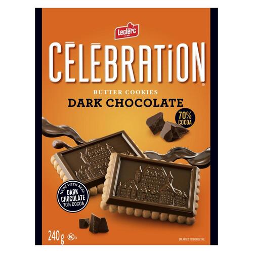 Buy Leclerc Celebration Butter Cookies Dark Chocolate 70% Cocoa 240 g ...