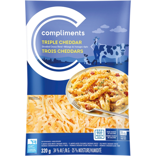 Buy Compliments Shredded Cheese Triple Cheddar Blend 320 g | Sobeys Inc.