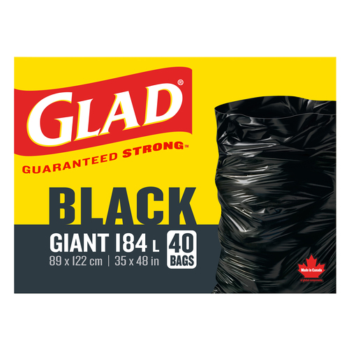 Buy Glad Garbage Bags Black Giant 184 Litres 40 Bags | Safeway Canada
