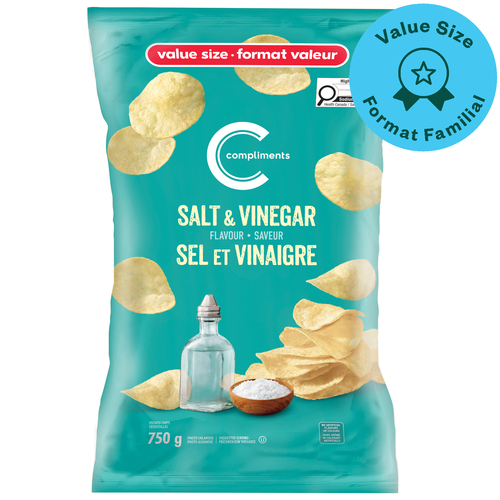 Buy Compliments Potato Chips Salt & Vinegar 750 g | Sobeys Inc.