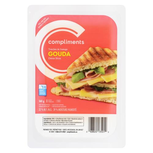 Buy Compliments Sliced Cheese Gouda 8 Slices 160 g | Safeway Canada