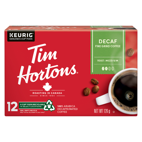 Buy Tim Hortons Coffee Pods Decaffeinated 12 K-Cups 126 g | Safeway Canada