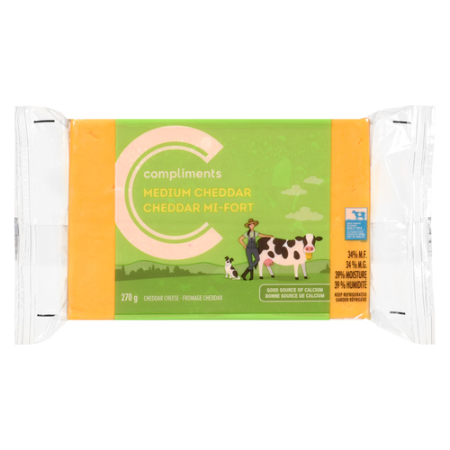 Buy Compliments Cheddar Cheese Medium Block 270 g | Safeway Canada